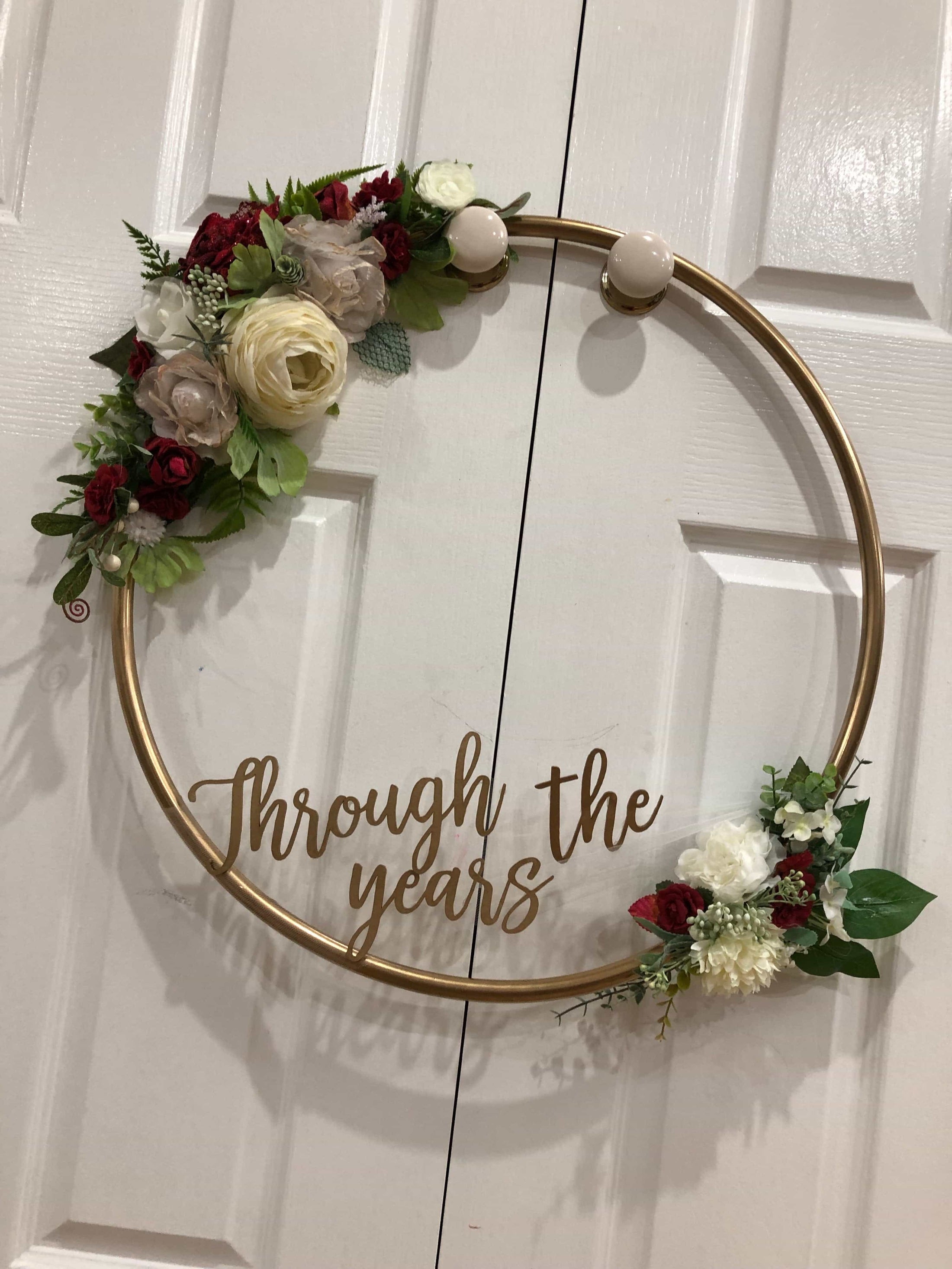 Big Golden Floral Hoop Wall Art customise