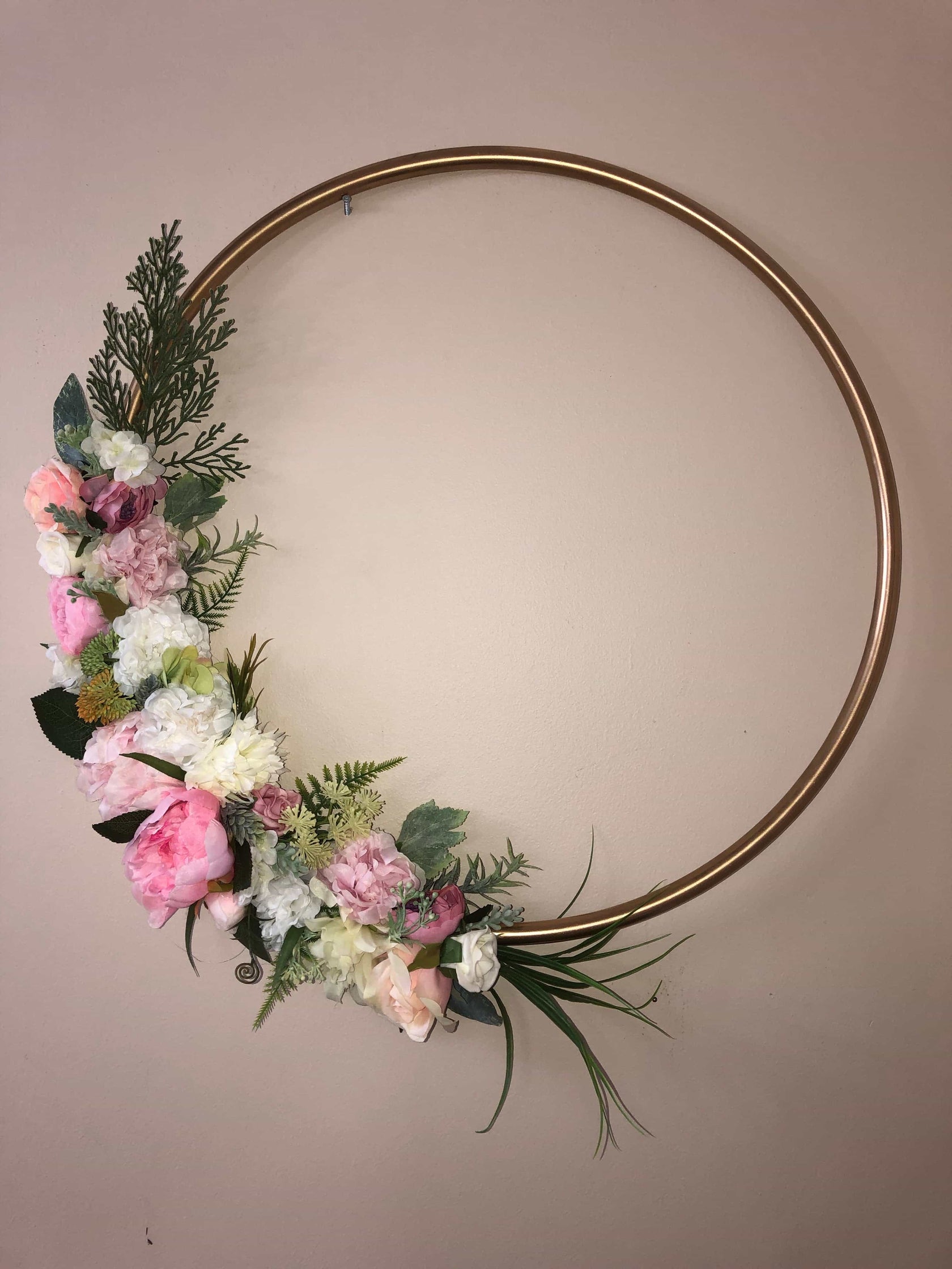 Big Golden Floral Hoop Wall Art customise