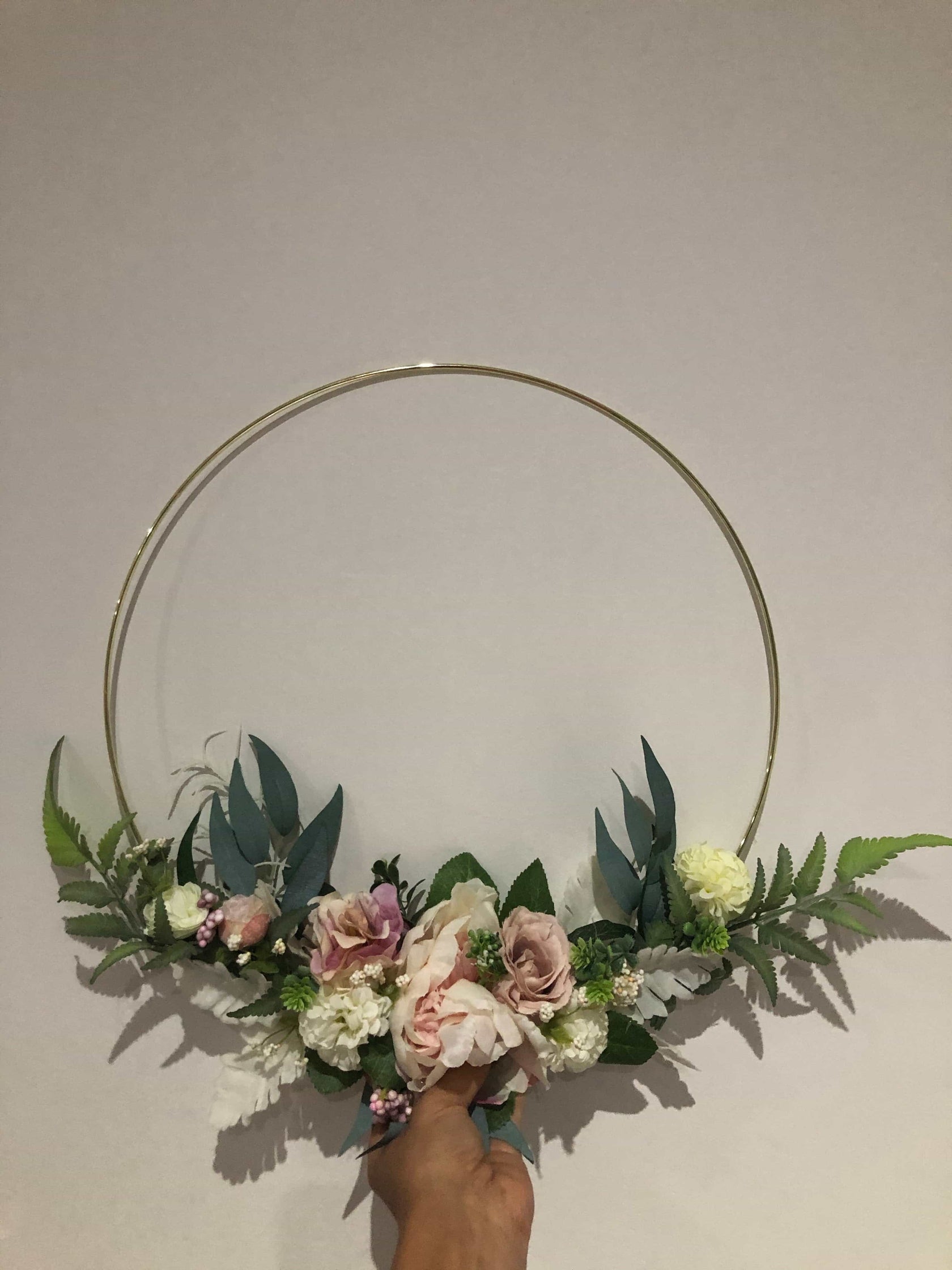Golden Floral Hoop Wall Art custom made
