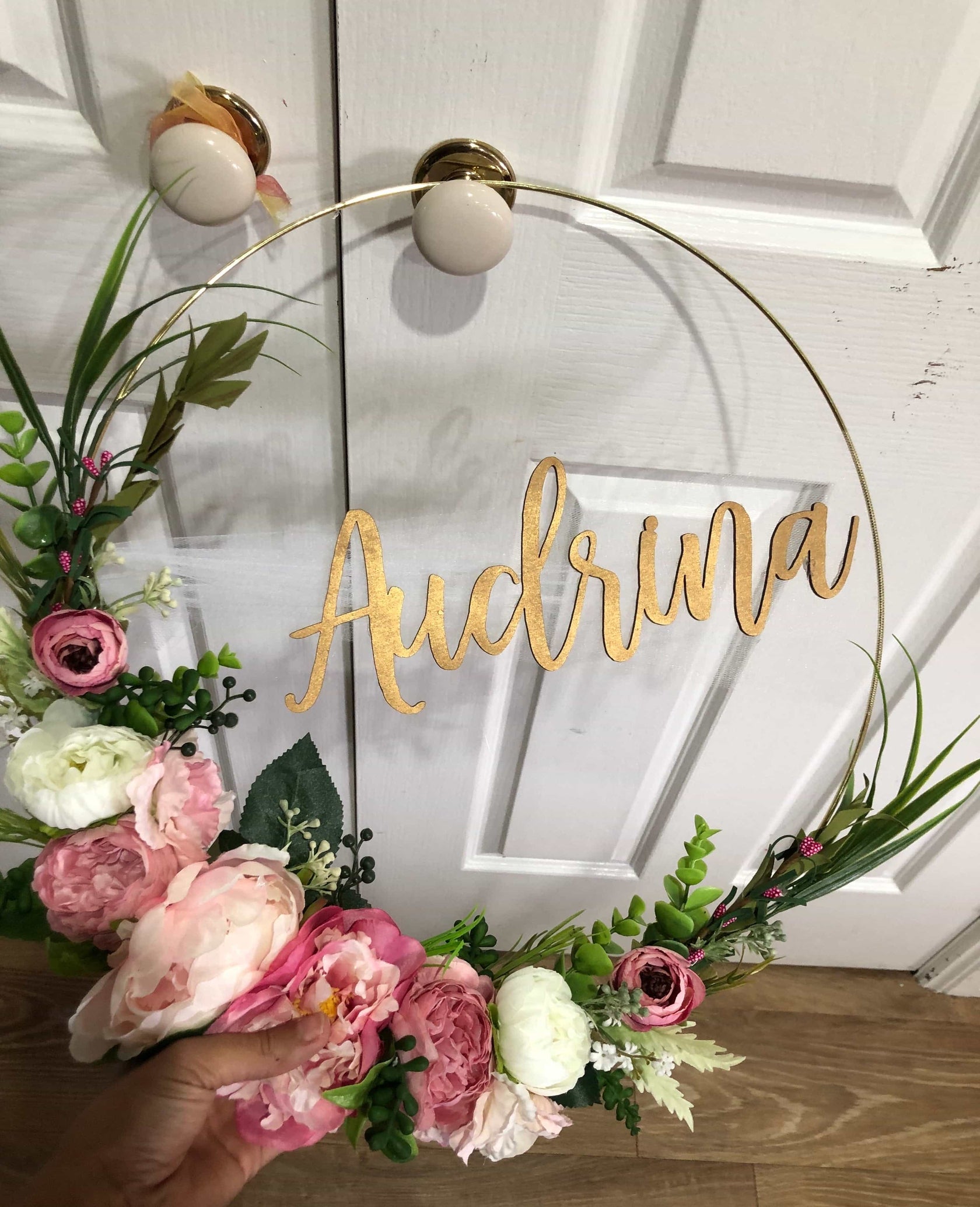 Floral Golden Hoop Wall Art custom made