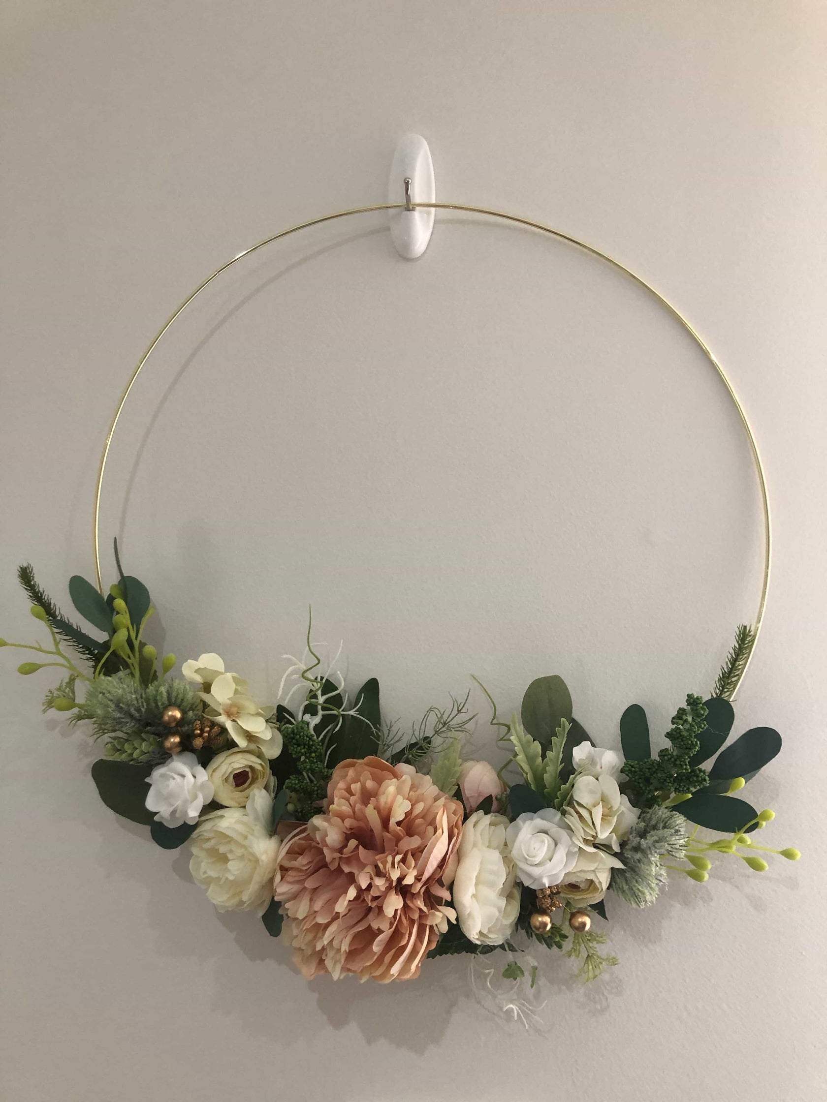 Golden Floral Hoop Wall Art custom made